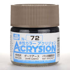 Mr. Hobby Acrysion N72 - Dark Earth (Semi-Gloss/Aircraft) Bottle Paint ...